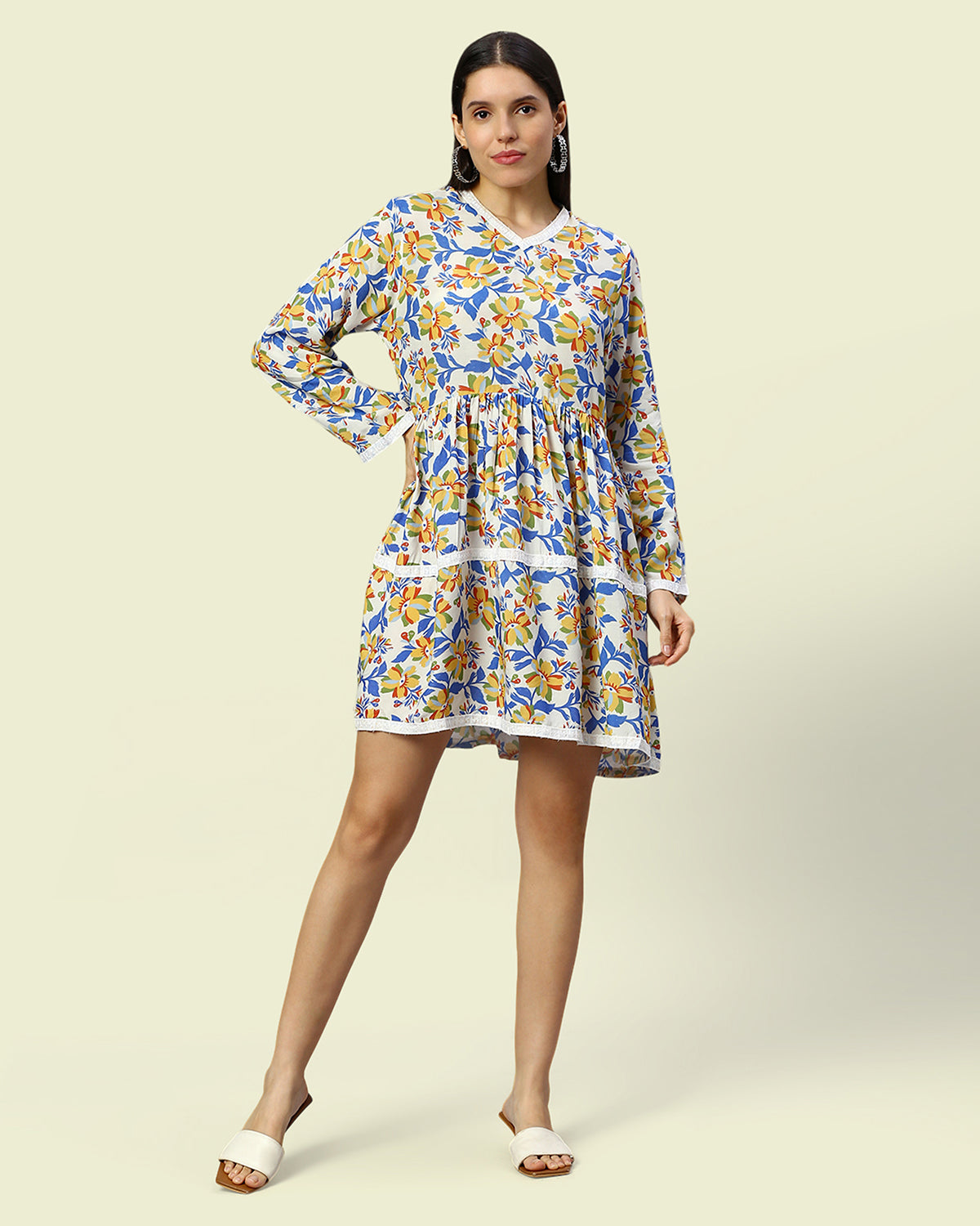 Cupro Modal Midi Floral Dress| Shop Midi Floral Dress for Women Online