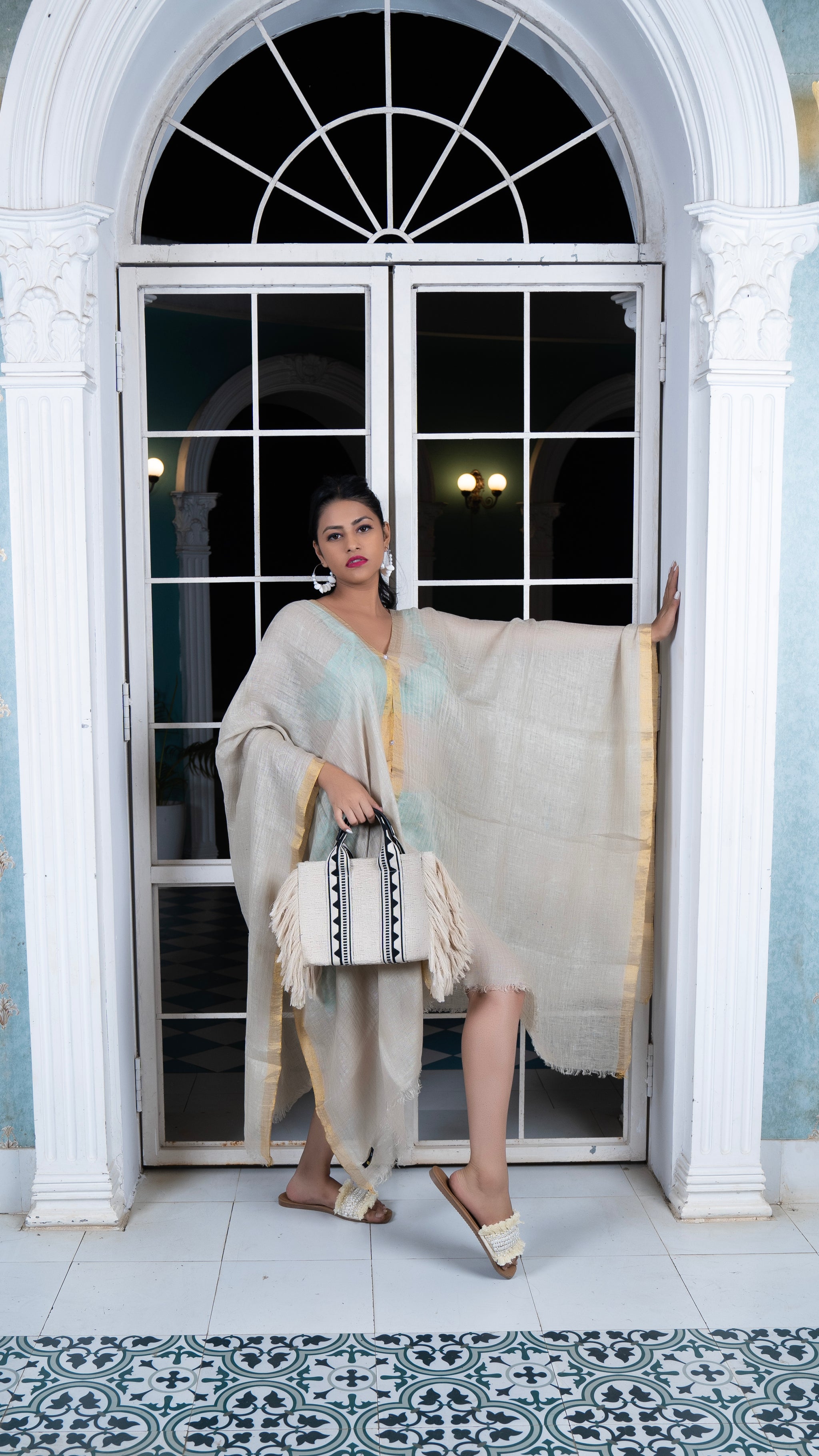 Linen Grey Gold Beachwear Cover Up | Buy Beach Cover ups for Women Online
